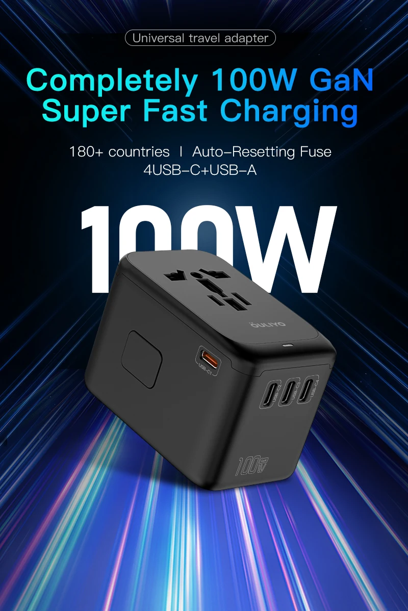 100w Super Fast Charging World International Universal Travel Adapter ...