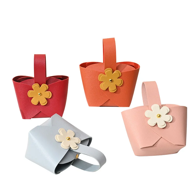 Modern Square Leather Candy Box Foldable Wedding Diy Candy Bag Handbag ...