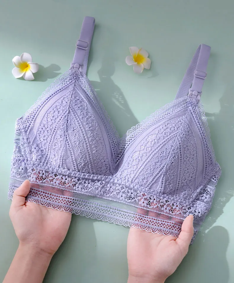 Custom Thin Side Closure Wireless Breastfeeding Bra Gathering Strap ...