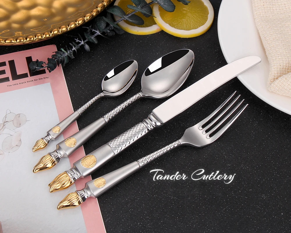 Royal Luxury Gold Cutlery Set Wedding Forged 18-10 Stainless Steel ...