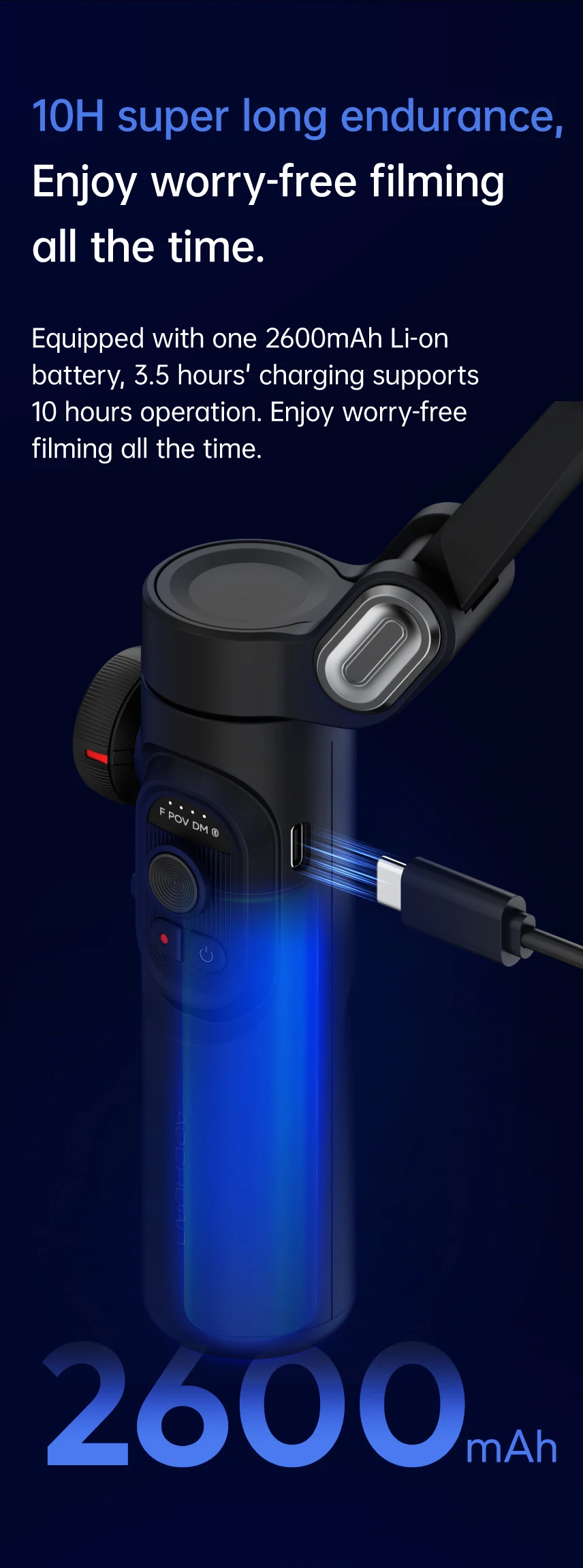 AOCHUAN Smart XE 3-Axis Gimbal Stabilizer: Foldable Selfie Stick with ...