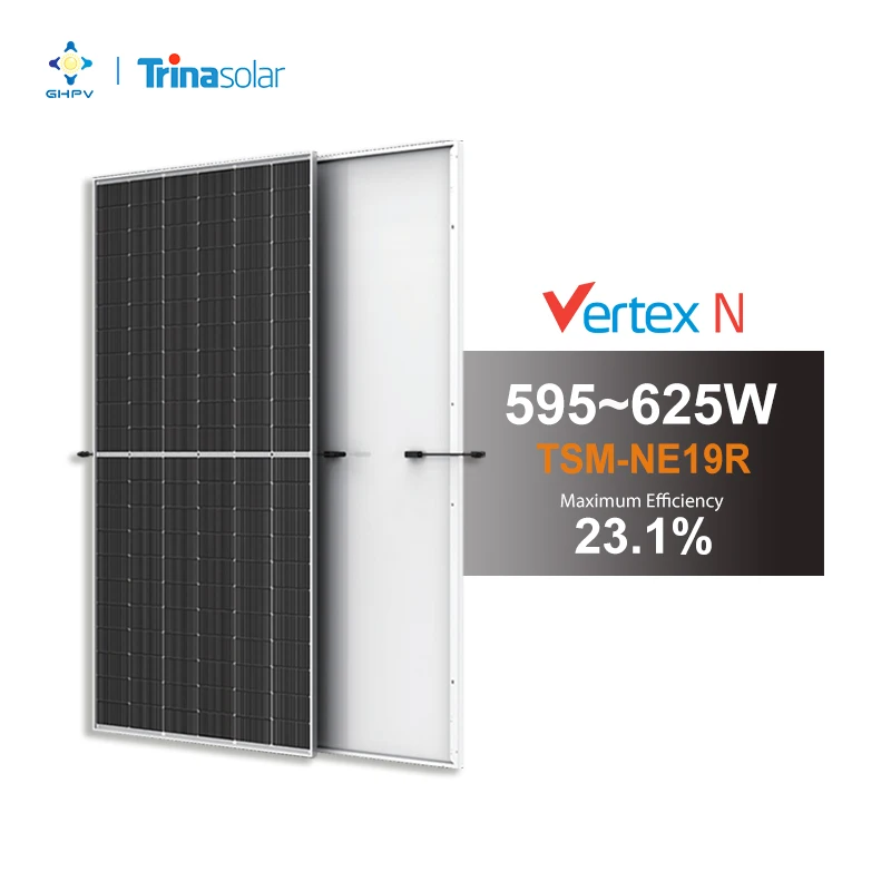 Trina Vertex N Type Pvc Silicon Solar Panel Bifacial 595W 600W 605W 610W 615W 620W 625W TOPCon ...