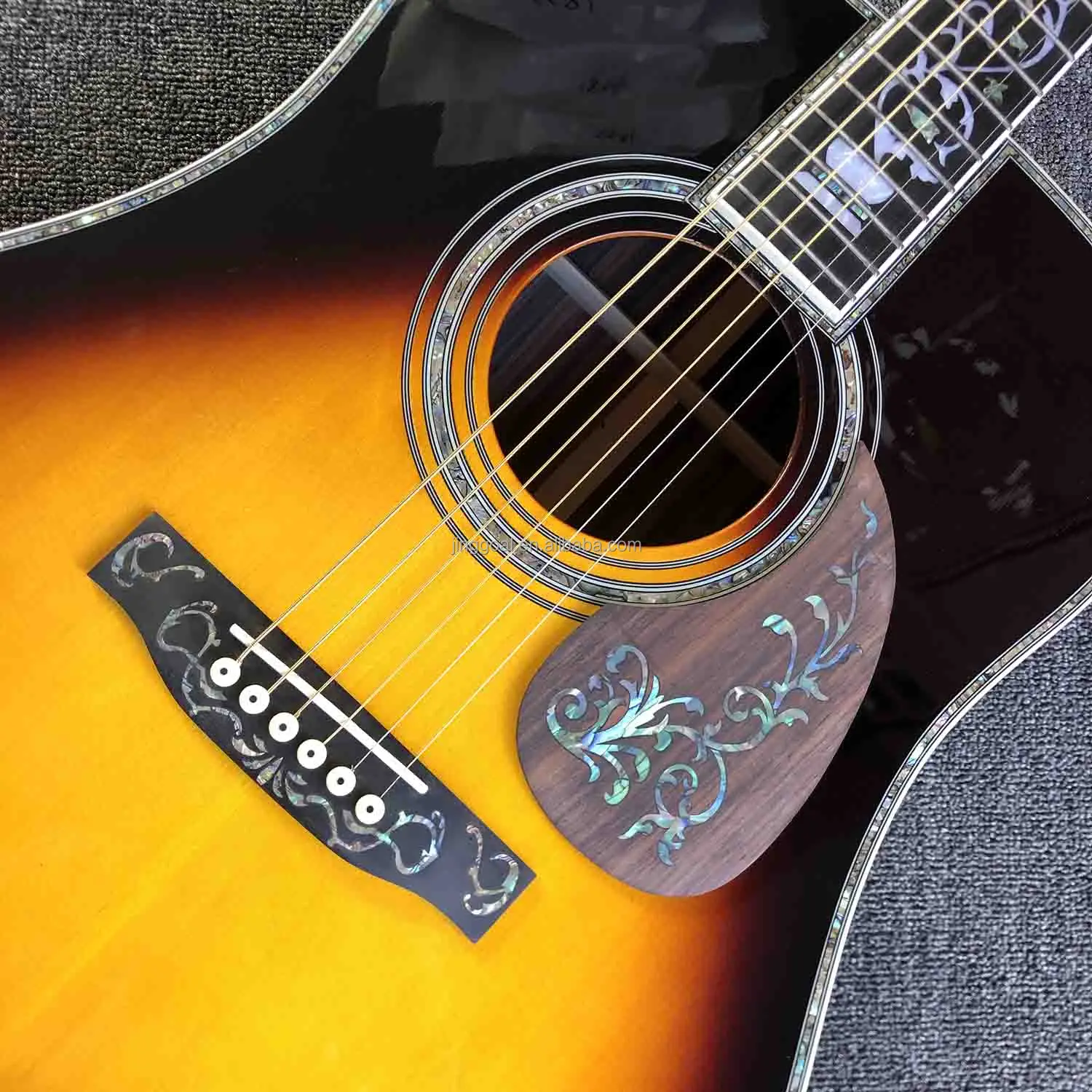 Abalone Binding Inlays on Ebony Fingerboard 41" Dreadnought Acoustic ...