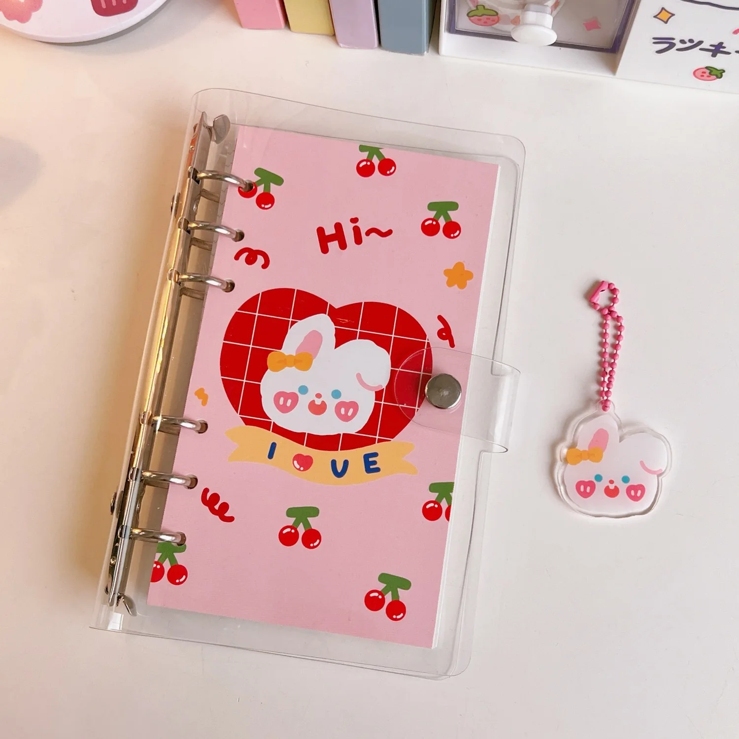 Kawaii A6 Binder Notebook Set Transparent Cute Rabbit Diary Journal ...