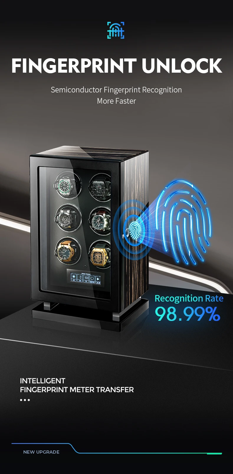 Luxury Wooden Gyroscope - Modern Watch Winder with 6 Slots