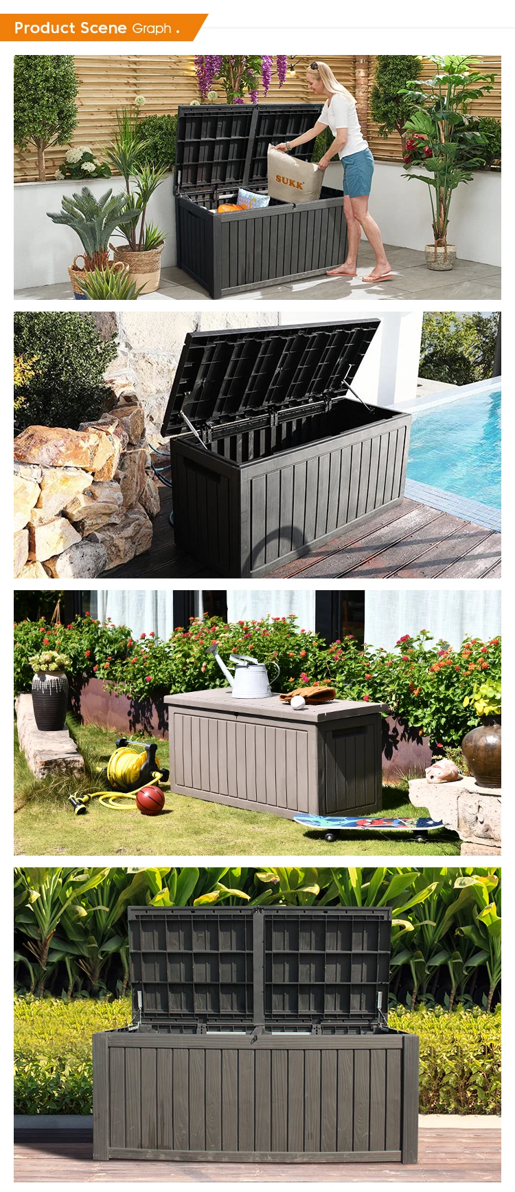 Sukk Wooden Texture Waterproof 570l Outdoor Patio Storage Box - Buy ...