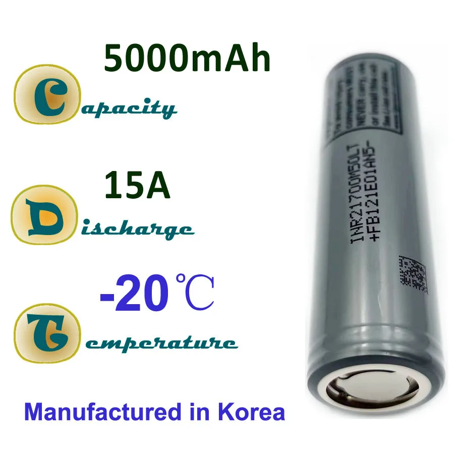 21700 Battery Lithium Ion Batteries Inr21700 M50lt 5000mah 3.7v Ig ...
