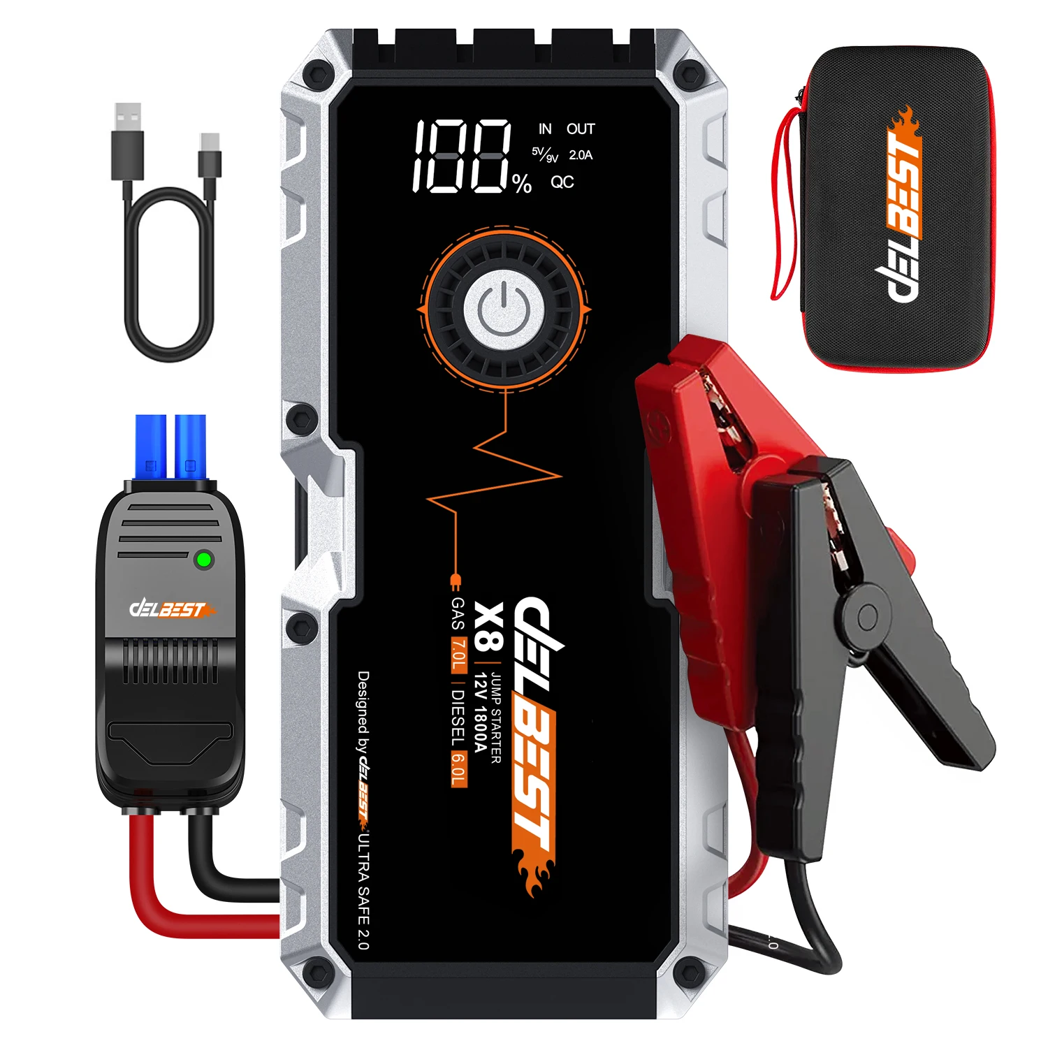 High Power 12v 20000mah Jump Starter Battery Booster Power Bank / Multi ...