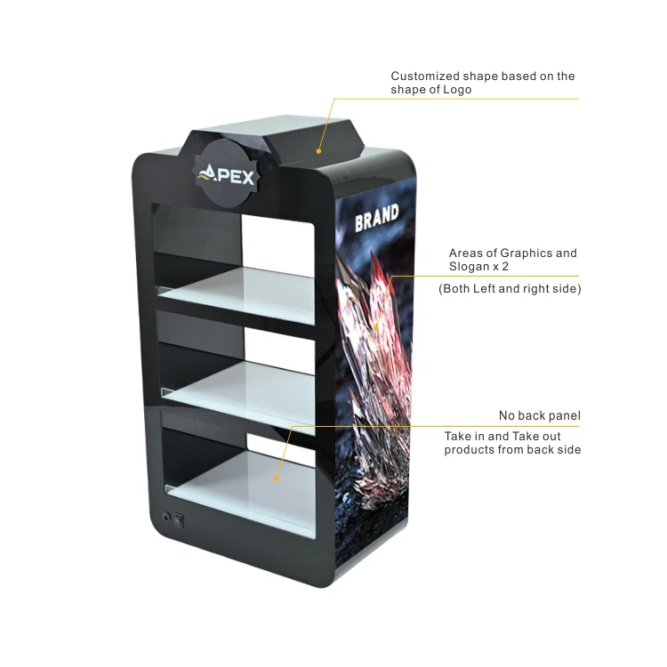 Customizable APEX Acrylic Display Racks - 3 Tiers LED