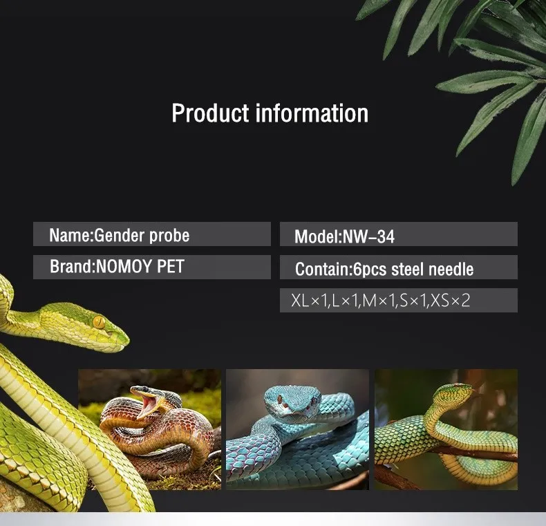 Professional Reptiles Snake Sexing Kit Probes Set 6 Pieces