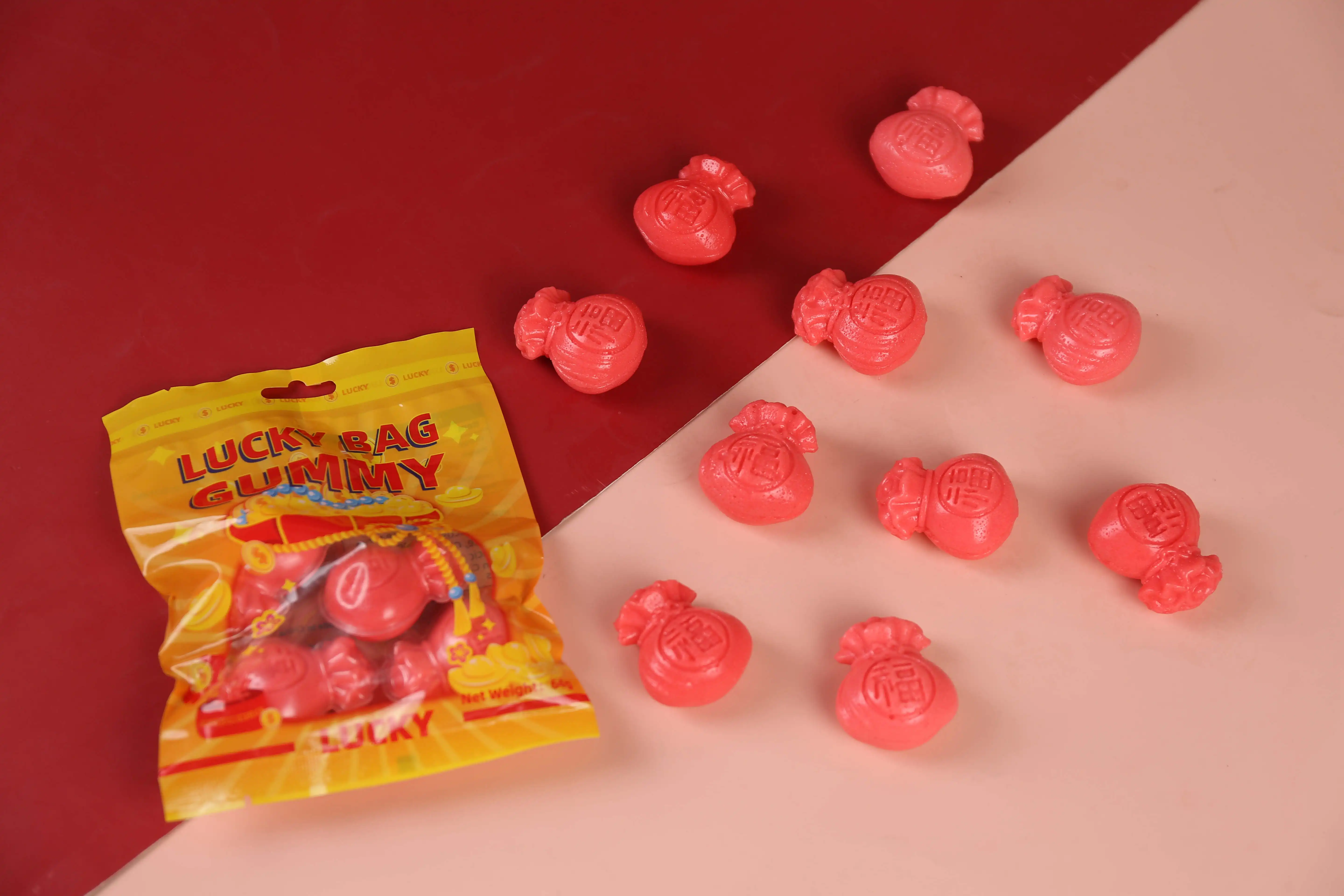 Red Gummy Candy Red Luck Bag Chewy Sweet Soft Jelly Candy With Jam From ...