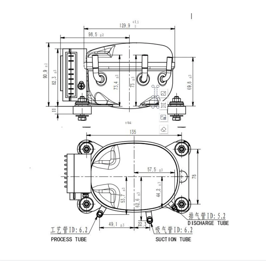 Zh25g Dc 12v Refrigeration Compressor R134a Fridge Refrigerator Freezer ...