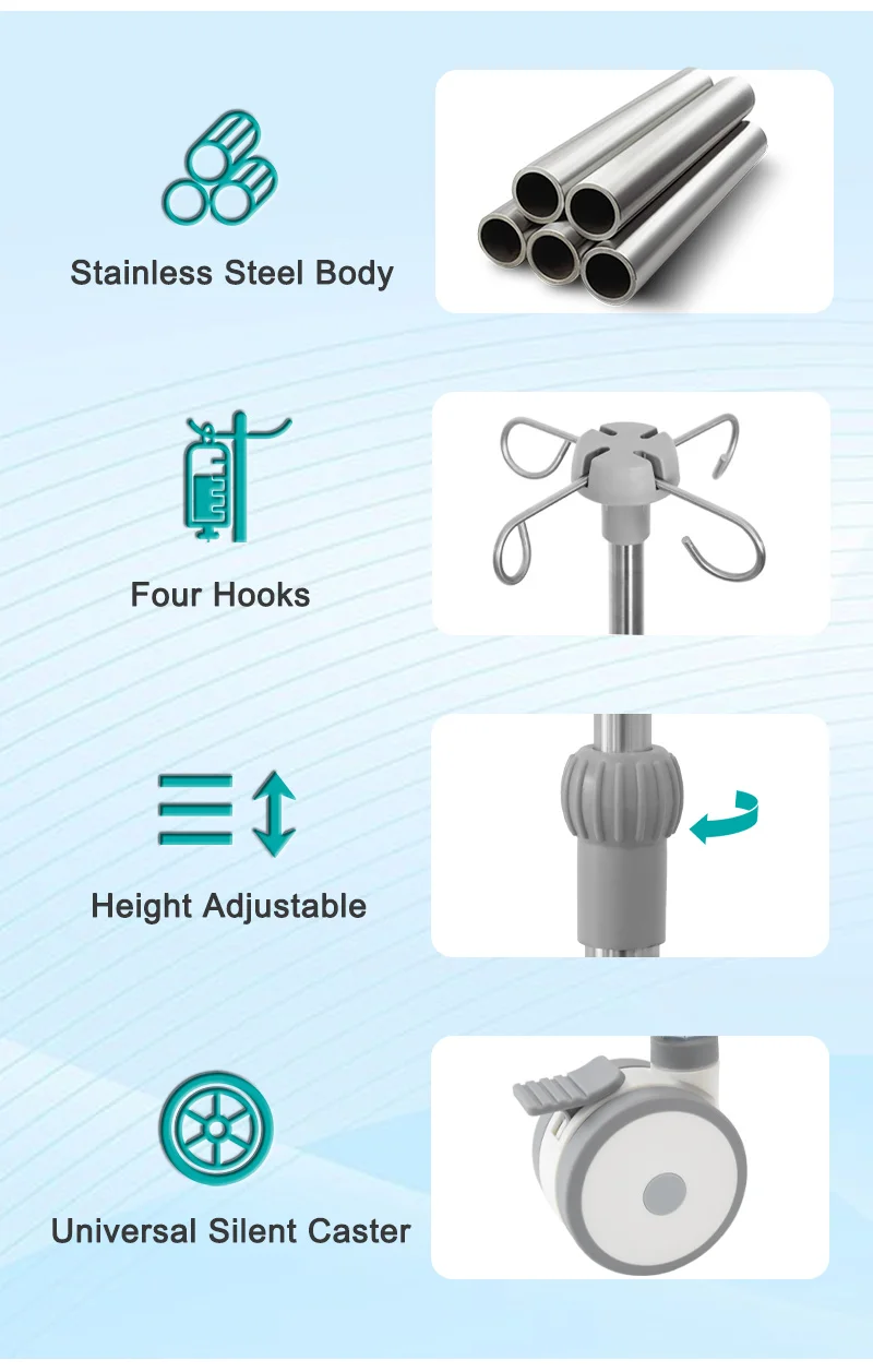 WEIYE High Quality Medical Height Adjustable IV Pole Infusion Injection ...