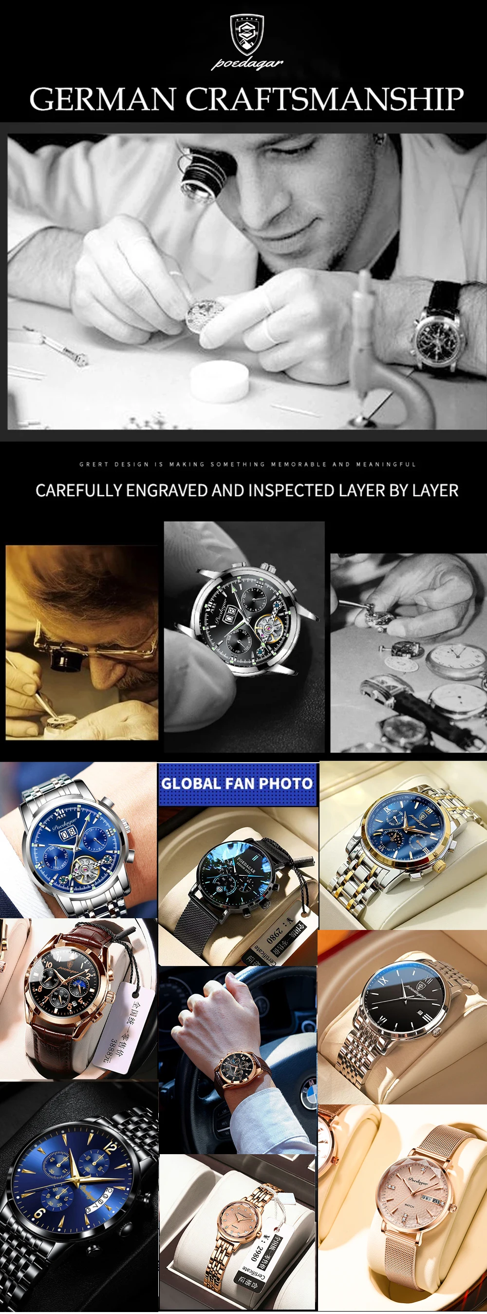 POEDAGAR 996 Luxury Men's Watch - Waterproof Quartz Chronograph
