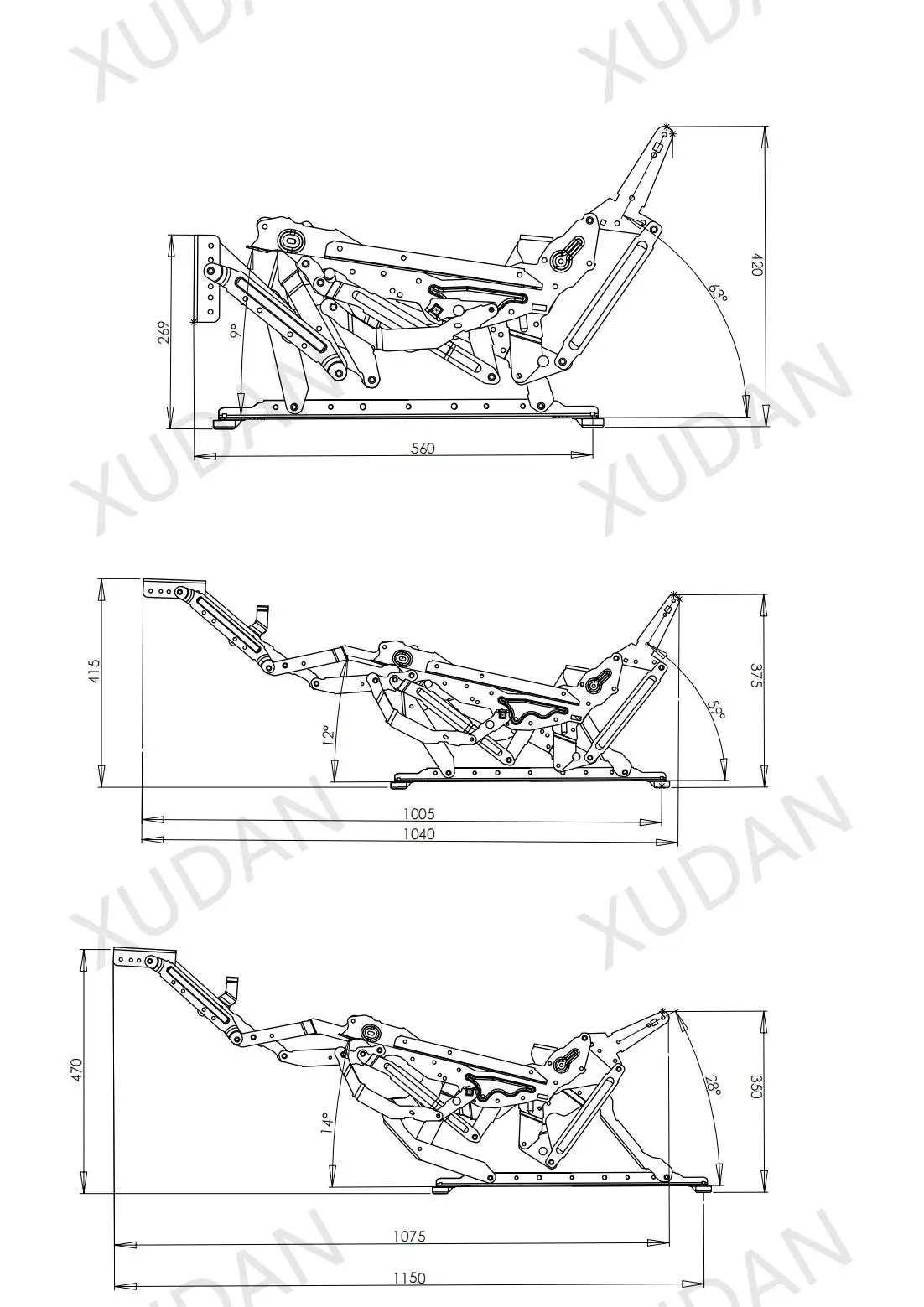 4312 Sofa Furniture Frame Bed Manual Recliner Parts Glider Mechanism ...