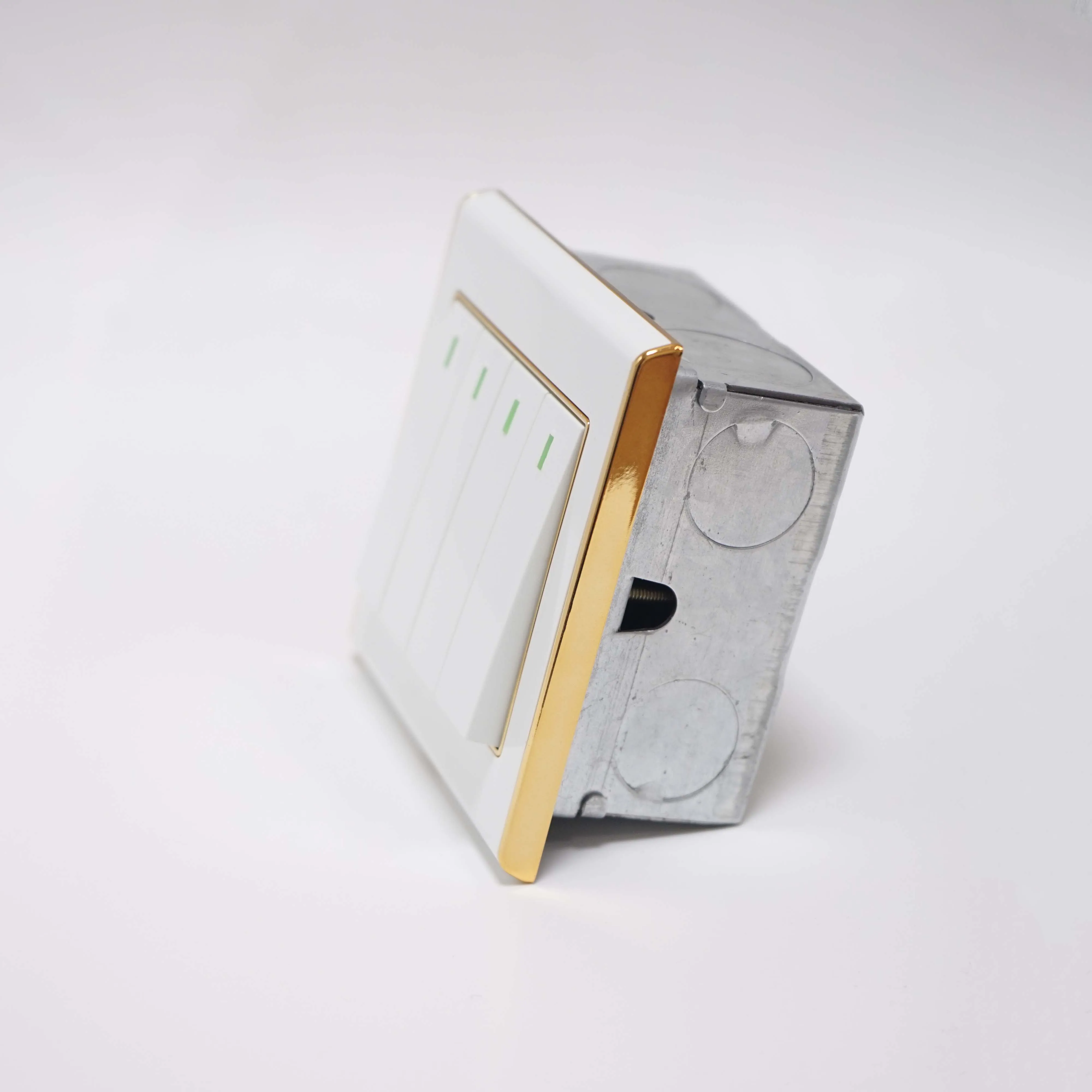 F70 Range 4 Gang Switch White Color Panel Golden Electroplated Ring ...