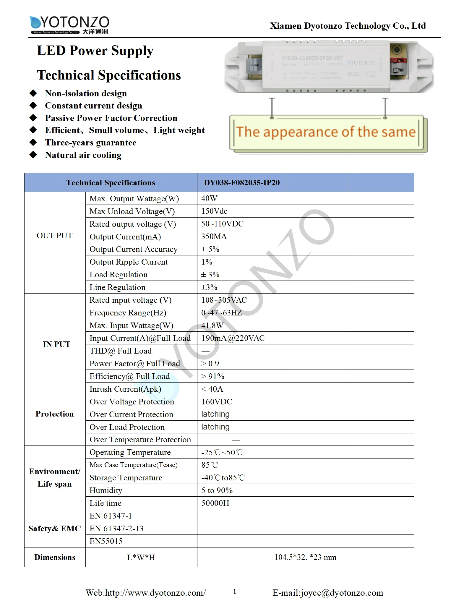 Unipolar Non-isolated Led Driver 38w Ip20 Constant Current Led Driver ...