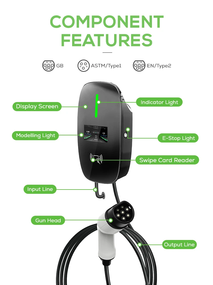 Ovrod 7kw Control With Charing Gun Holder 22kw Ac Ev Fast Charger 16a ...