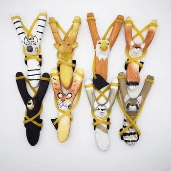 Wood Slingshot Rubber String Fun Traditional Kids Catapult Toy Wooden ...