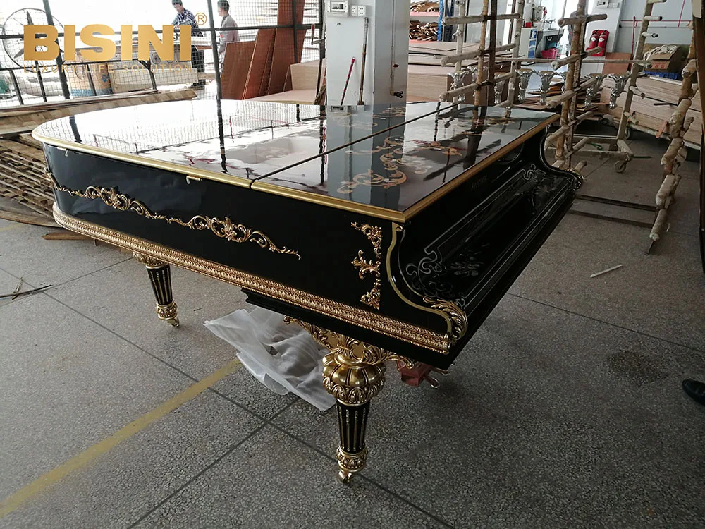 Luxury Classic 88keys Refined Black Lacquer Hand Carve Wood Piano 24k ...