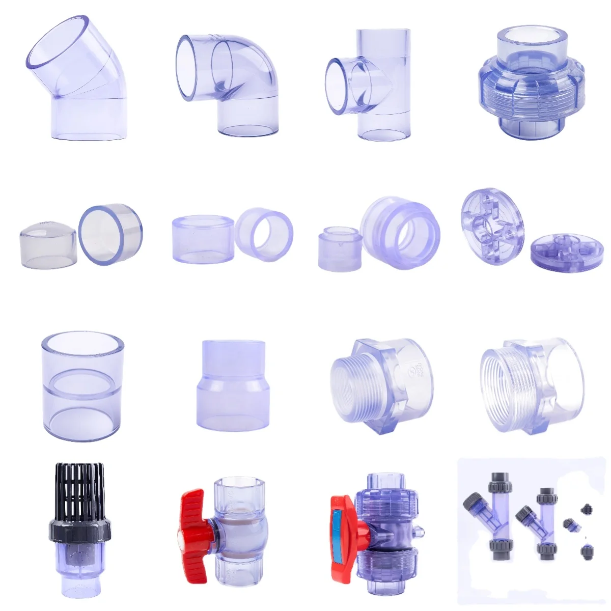 Transparent PVC Pipe Fittings and Valves - 90 Degree Elbow