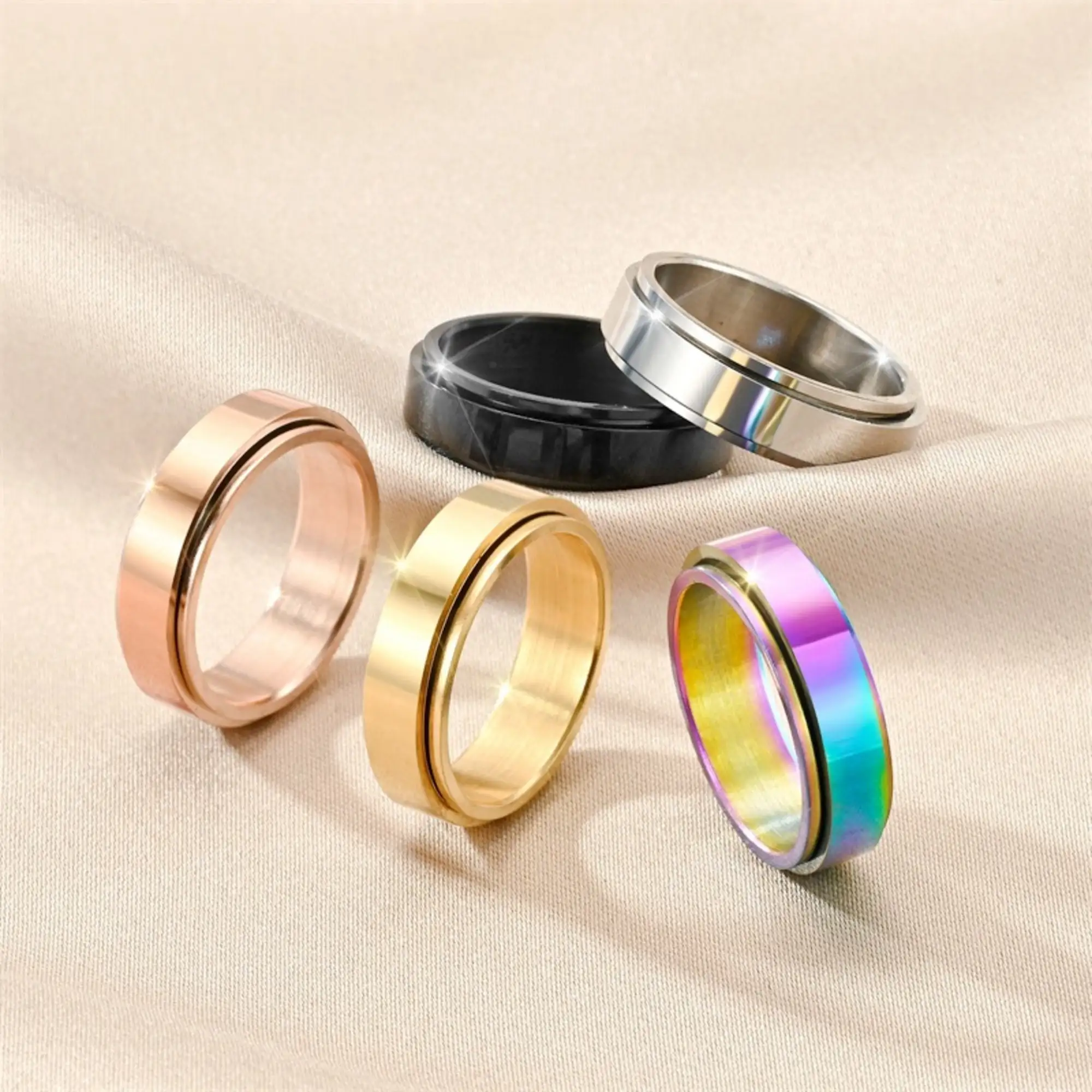 Ouj Anxiety Spinner Fidget Ring - Gift for Her & Men