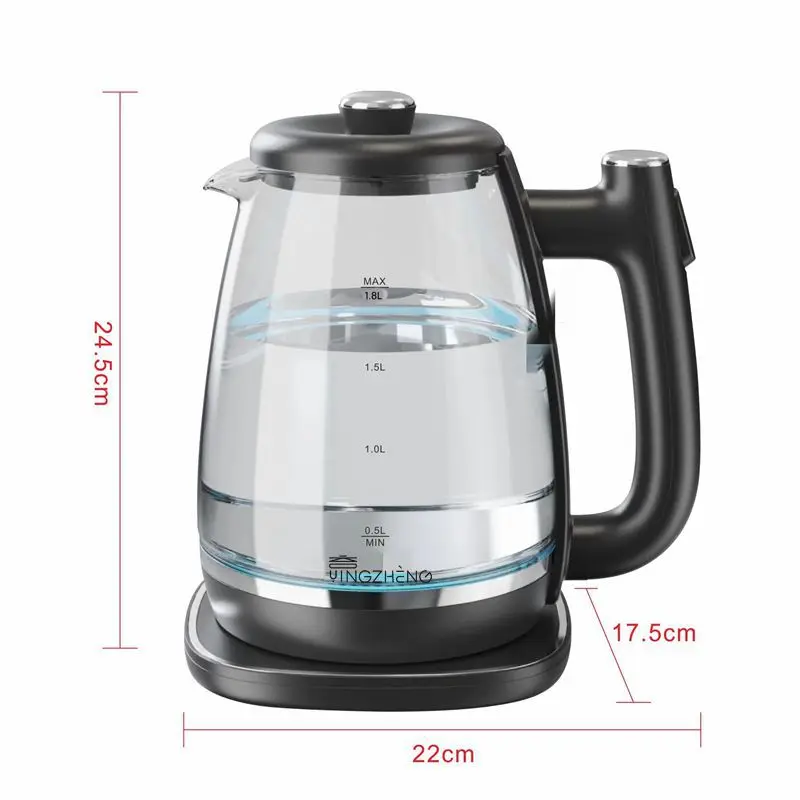 YINGZHENG 1.8L Cordless Electric Glass Kettle with 360° Base - Ideal ...
