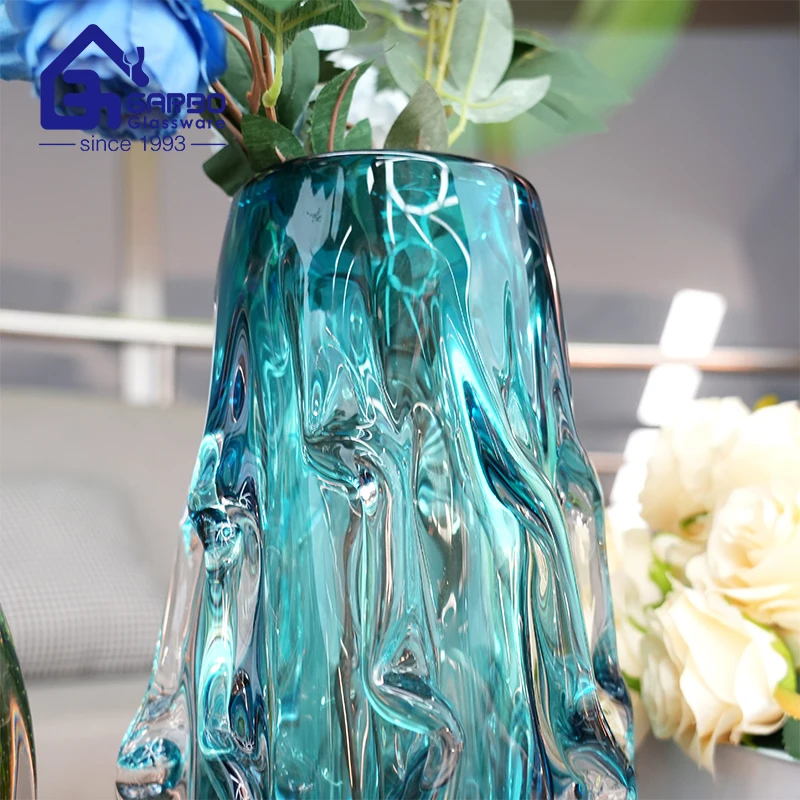 Luxury Handmade Colored Glaze Glass Flower Vase for Decor