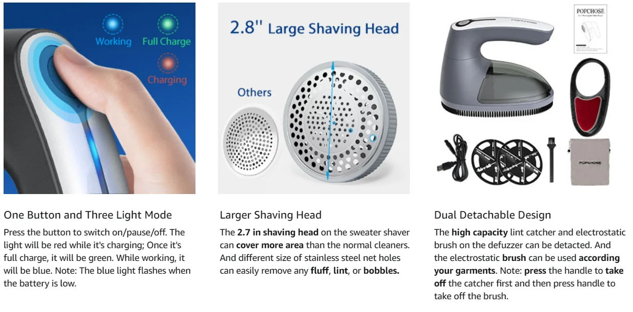 Rechargeable Electric Clothes Lint Remover Fabric Shaver Ball Removing ...