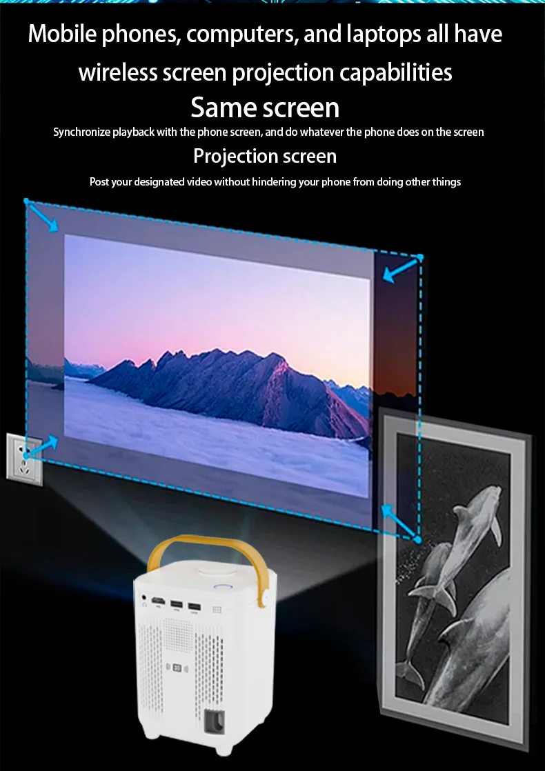 H7 Portable Projector - Mini 4K Projector for Home Theater