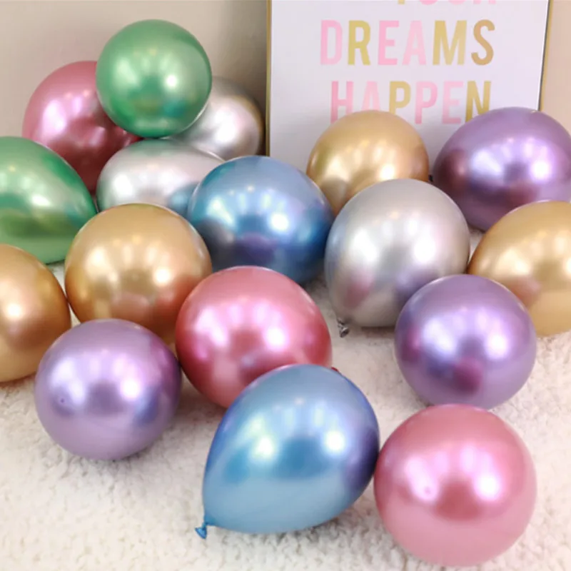 12 Inch Metal Pearl Latex Balloons Thick Chrome Metallic Globos ...