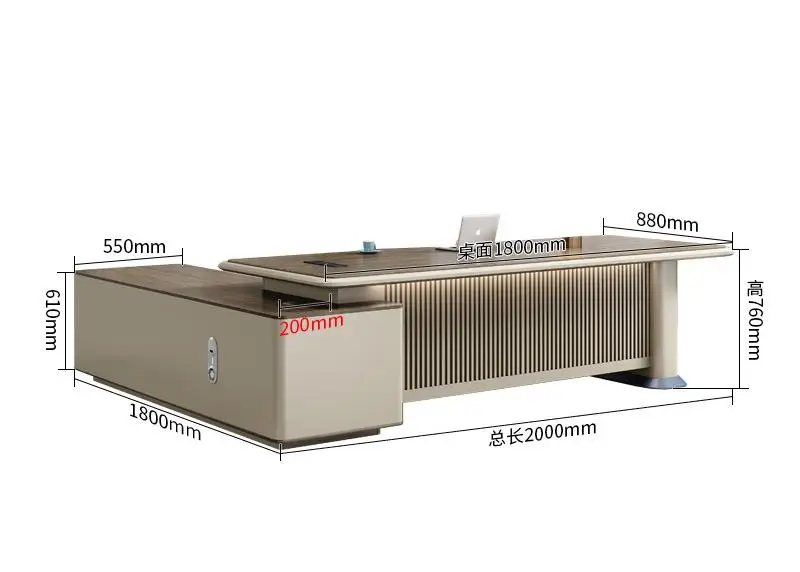 Luxurious L-shaped Industrial Style Executive Office Desk Furniture CEO ...