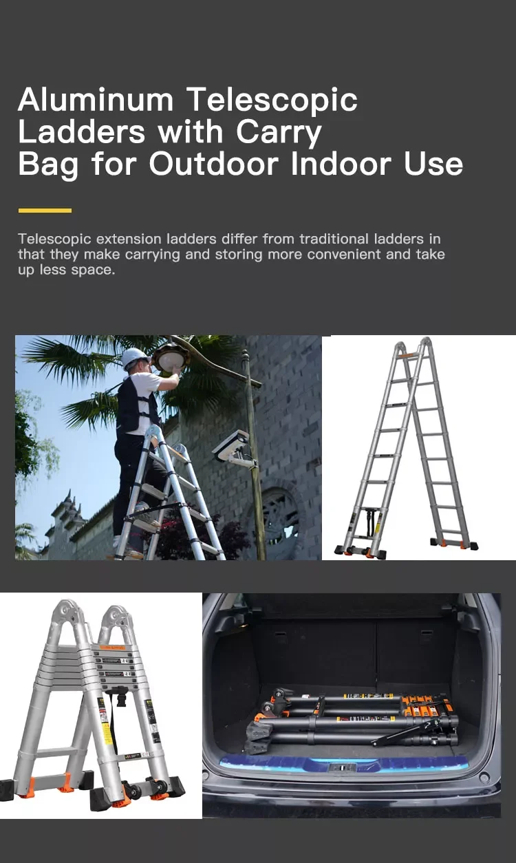 All Aluminum Alloy Telescopic Tall Ladder With Wheels,Extension ...