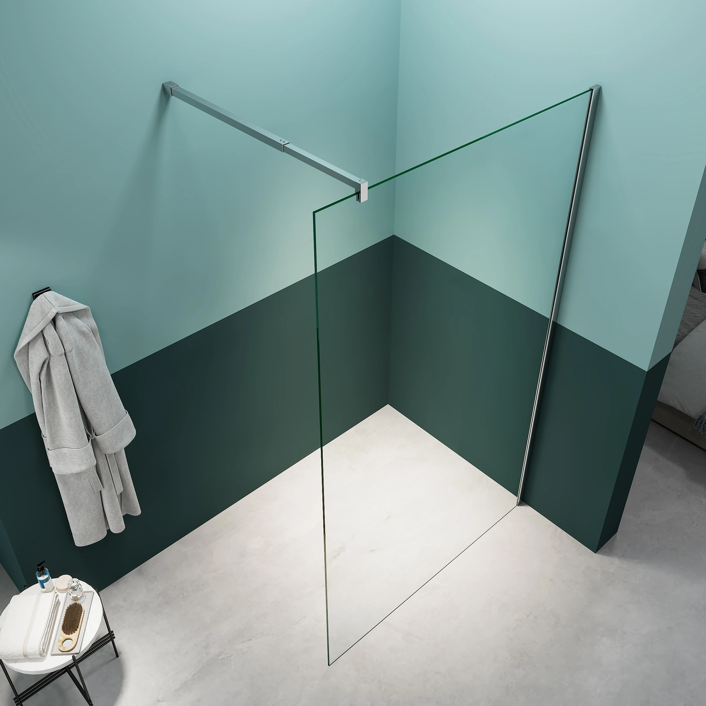 Exceed 2025 Modern Rectangle Tempered Glass Walk-in Bathroom Shower ...