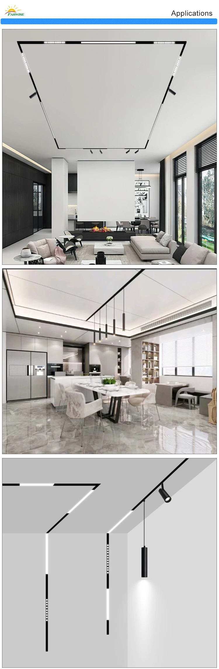 European Super Slim Magnetic Track Light Wholesale DC48V