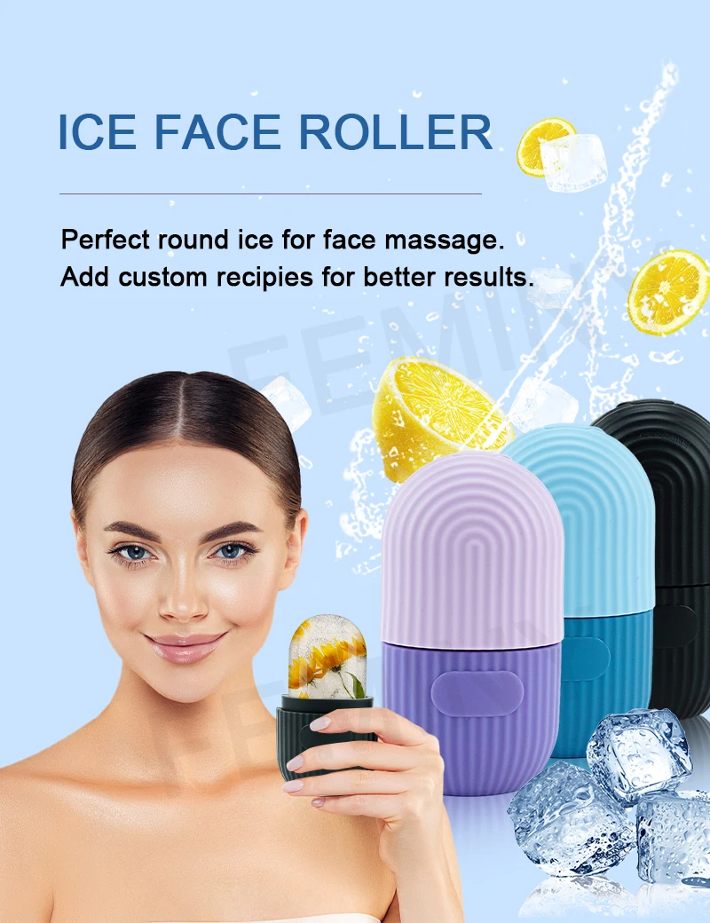 Custom Silicone Cube Cooling Facial Skin Massage Ice Roller For Face ...