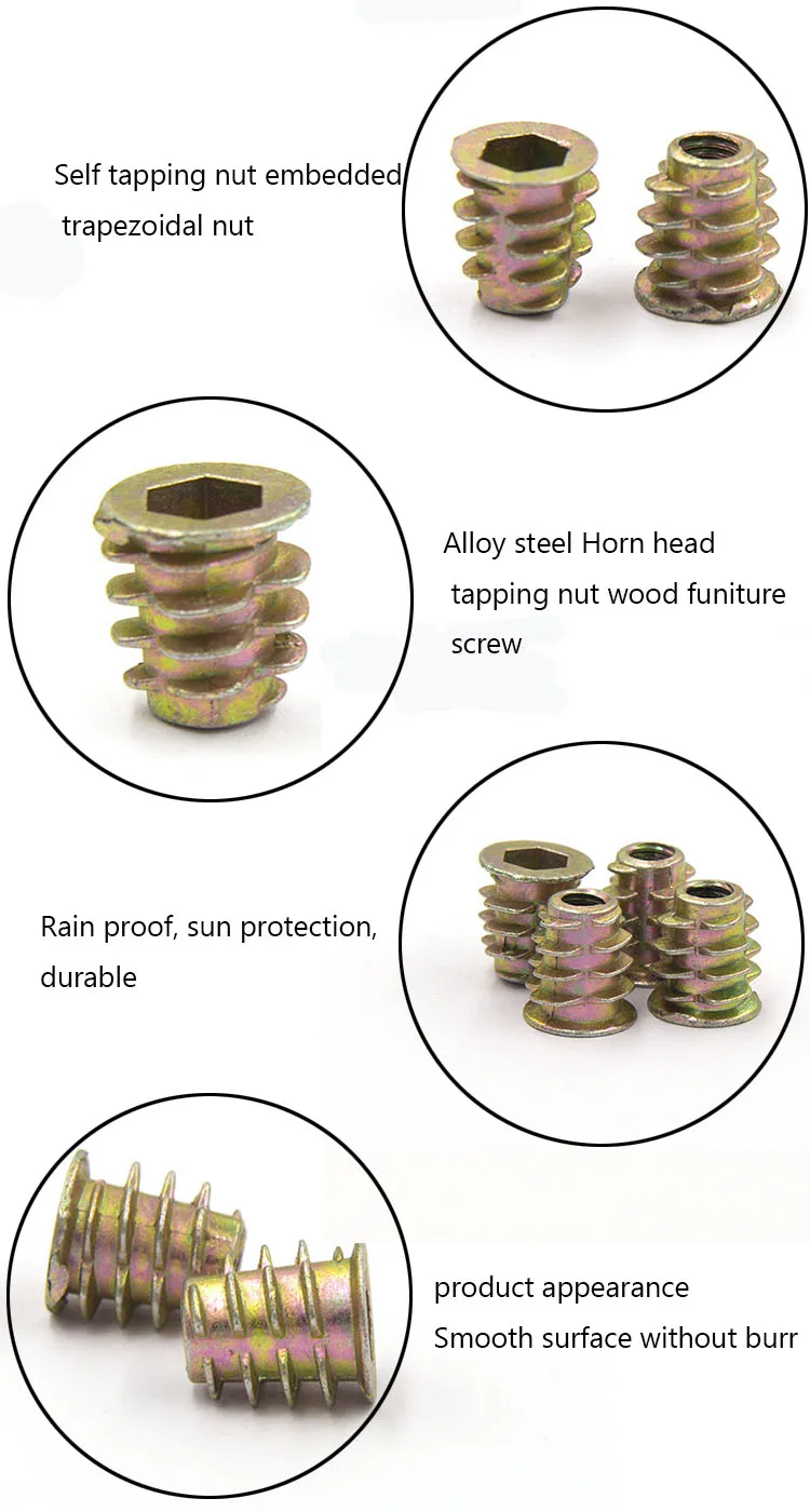 Hot Sale Zinc Alloy Wooden Furniture Hex Drive Insert Nut Rag Nut - Buy ...