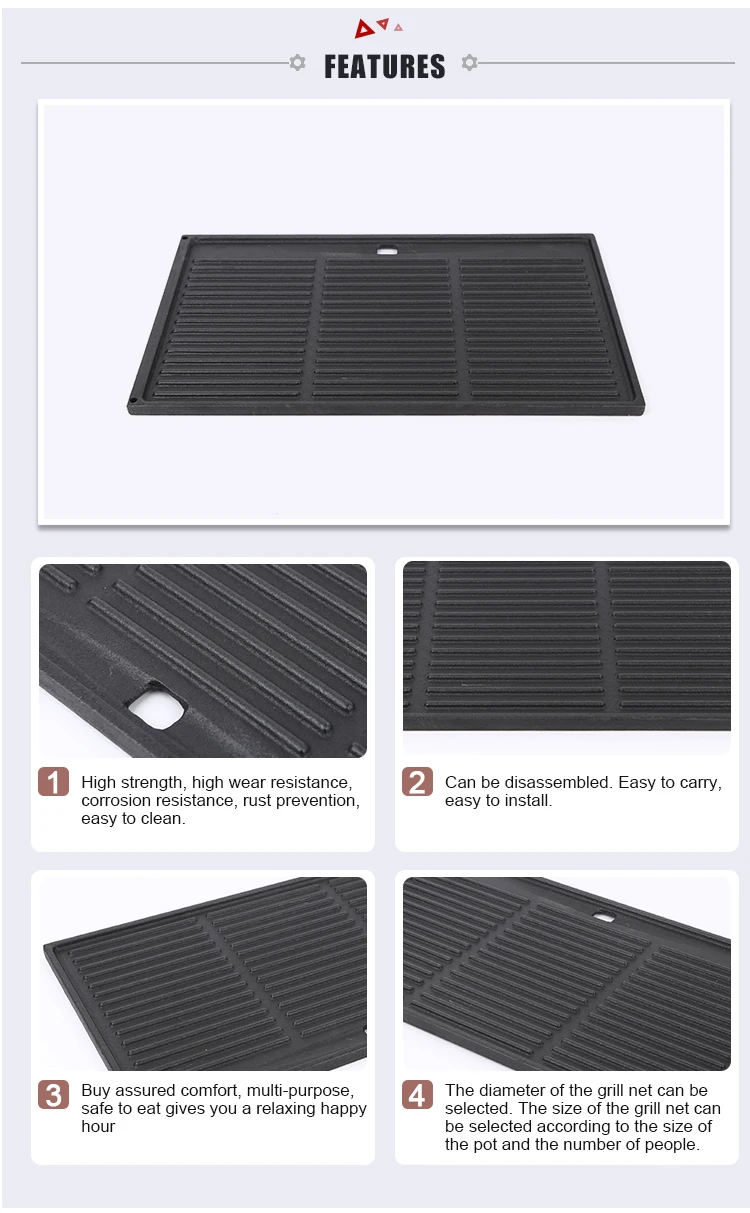 Cast Iron Reversible Griddle Plate for Gas Hobs & BBQ