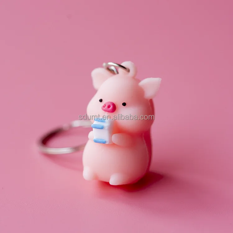 Promotion Gift Pig Key Chain 3d Plastic Silicone Key Chains Lovely Doll ...
