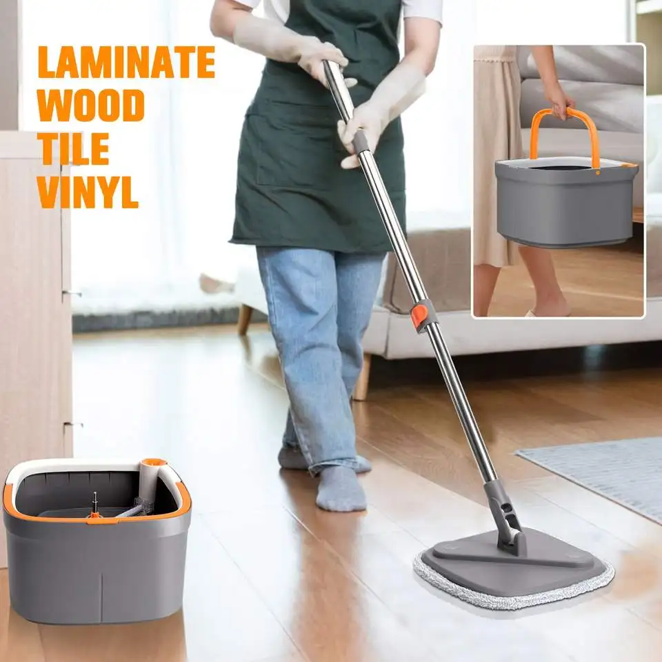 Dirty & Clean Water Separated Spin 360 Single Bucket Mop Set