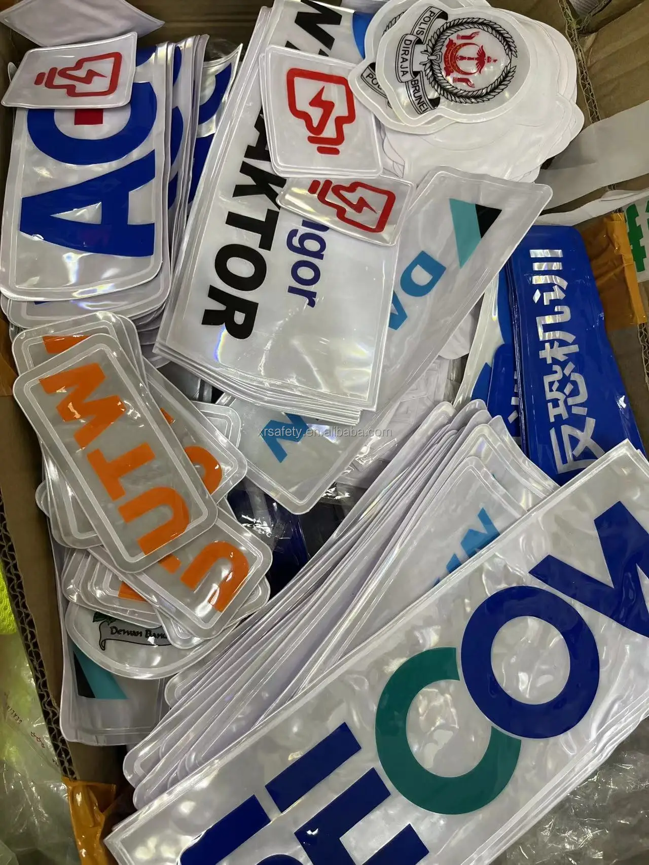 Custom Prismatic Sheeting Material Reflective Logo Sticker With Hook ...