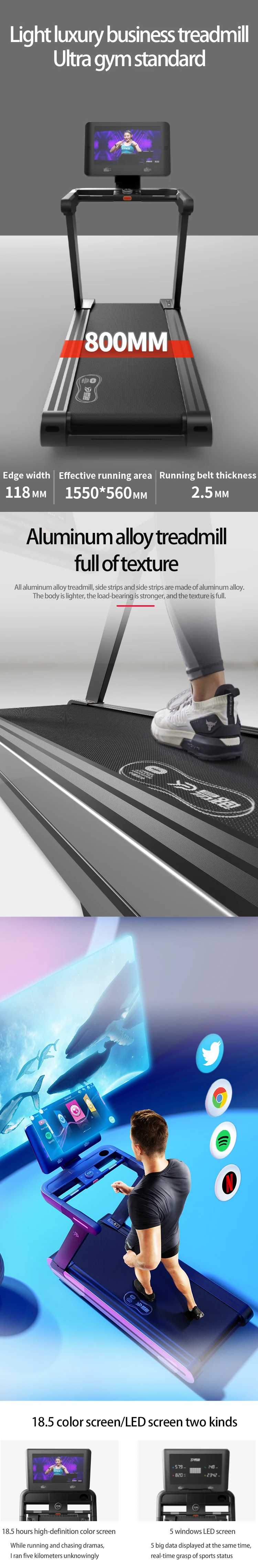 YPOO Gym Treadmill Electric - Luxury Semi Commercial Machine