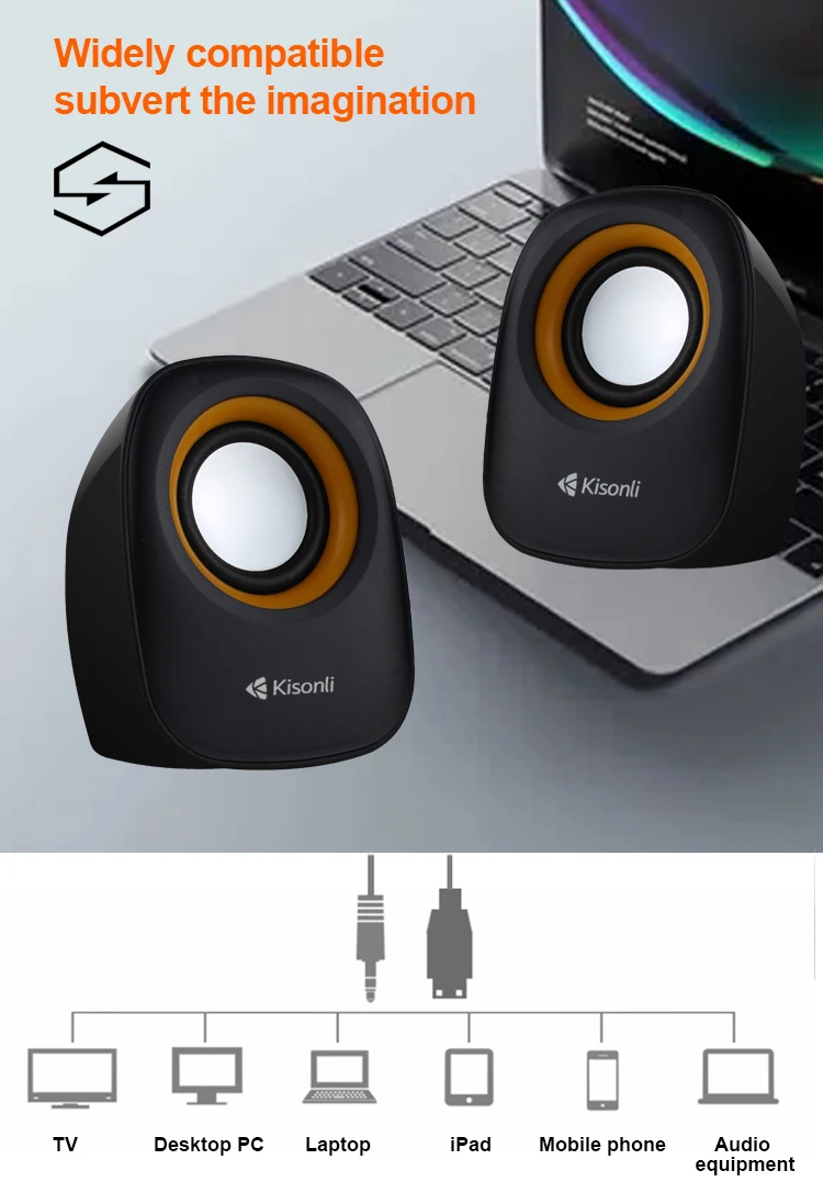 For Kisonli V360 Mini Baffle Box 2.0 USB Portable Computer Speaker ...
