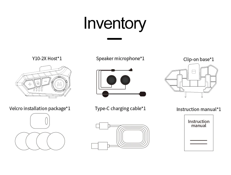 Y10-2X Intercom for Motorcycle Helmet - Wireless Earphone