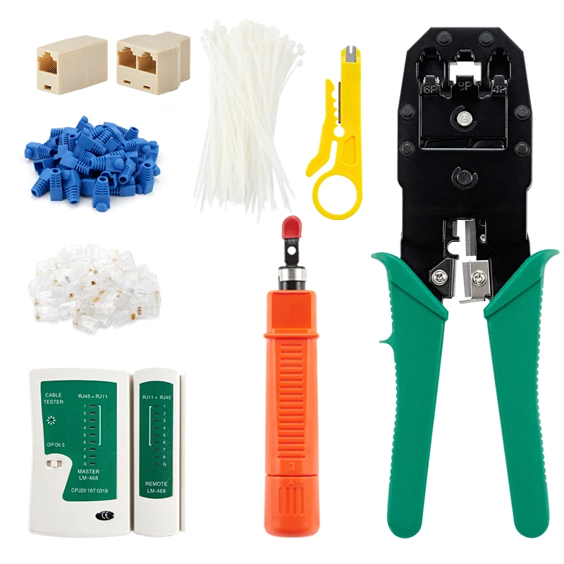 Hand Tool RJ45 Keystone Jack Wire Stripper & Crimper Kit