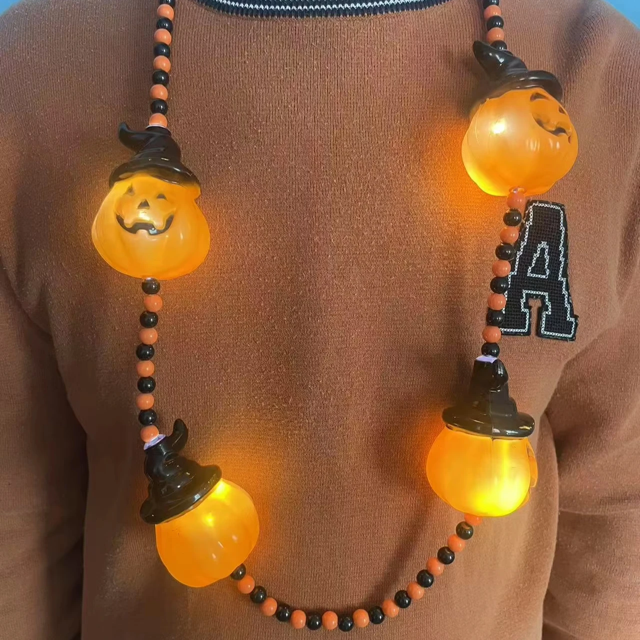 High Brightness Halloween Led Light Necklace Flashing Plastic Beads For ...