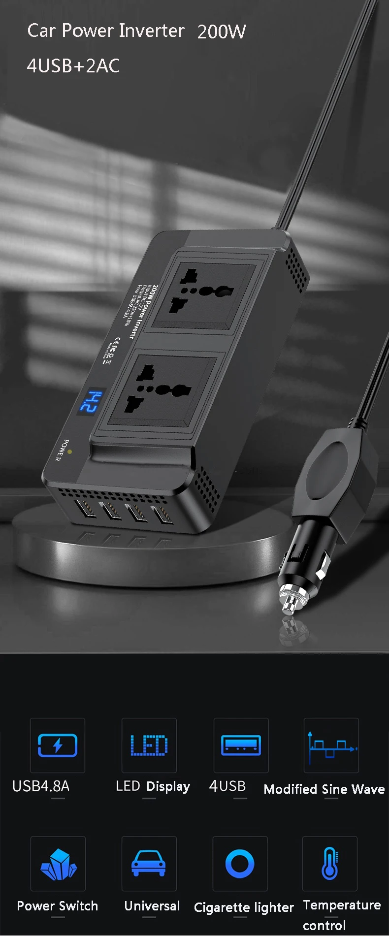 Wholesale Price 8300-200wc Universal Plug Multifunctional Car Inverter ...