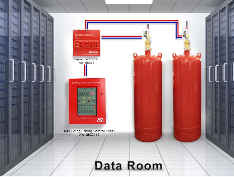 FM200 Fire Suppression System - Warning Signage & Wiring Diagram
