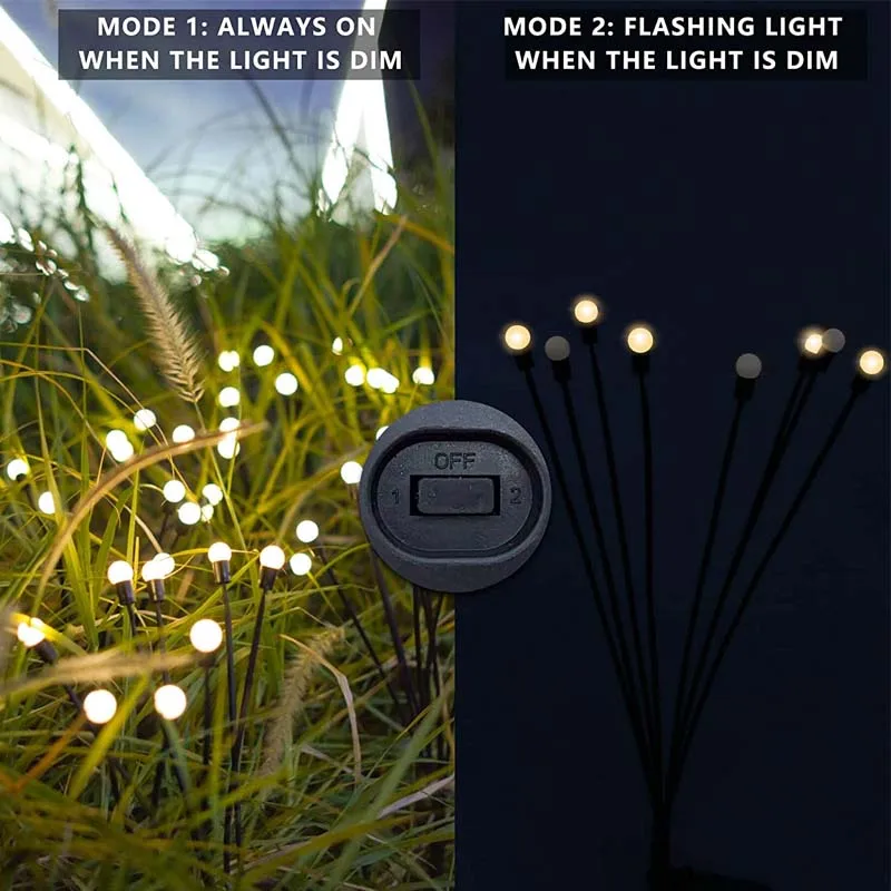 1/2/4pcs Solar Led Firework Firefly Lawn Light Outdoor Garden ...