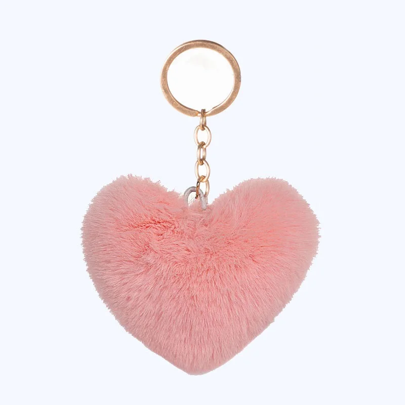 Fluffy Ball Keychain Pom Pom Puff Fur Balls Heart Fur Key Chain - Buy ...